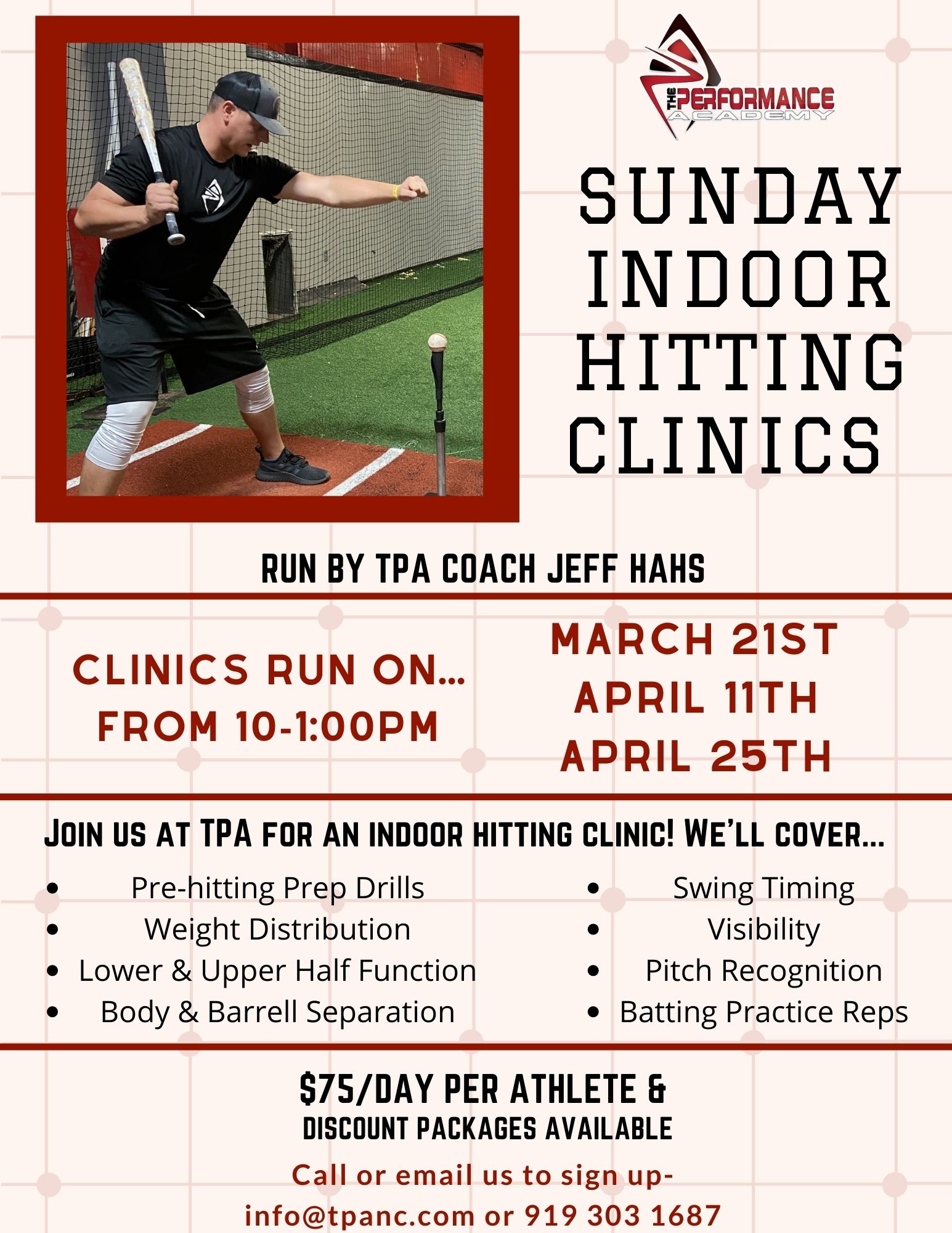 January Indoor Hitting Clinic Flyer – The Performance Academy